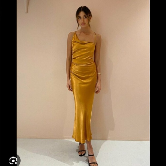 Shona Joy | Dresses | Shona Joy Revolve Turmeric Alma Asymmetrical Bias ...